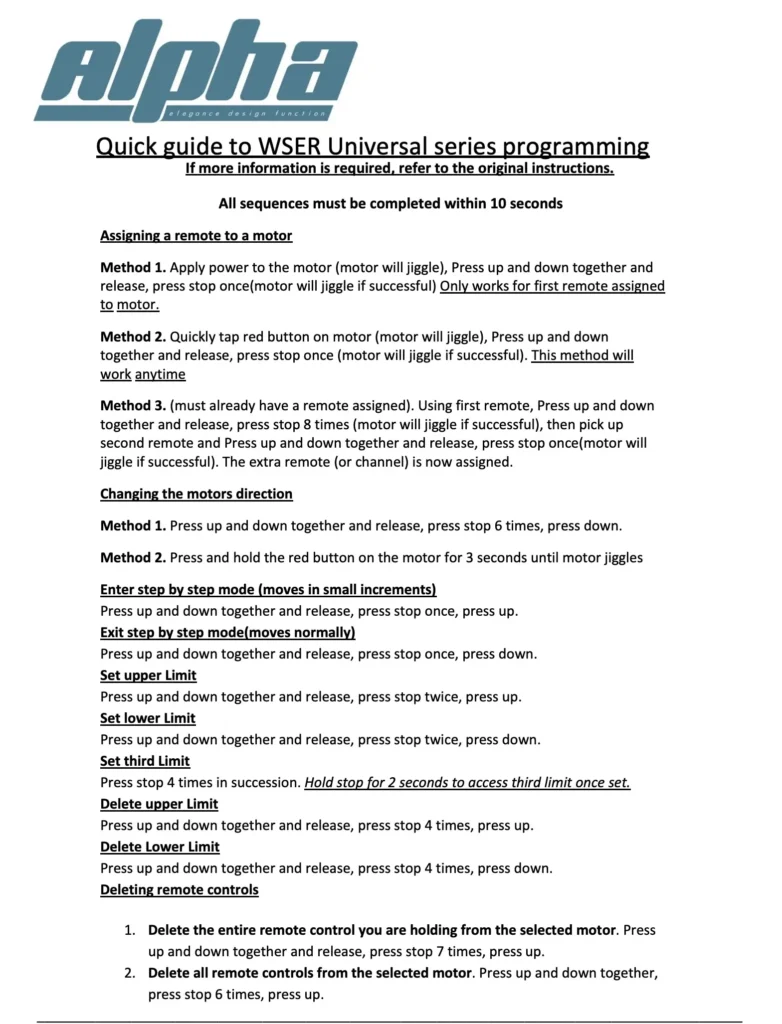 Alpha Motors quick programming guide | The Blind Crew